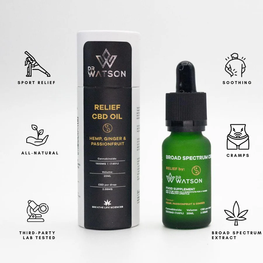 Dr Watson CBD Oil | 1500mg RELIEF Passionfruit & Ginger – Vitality Vault